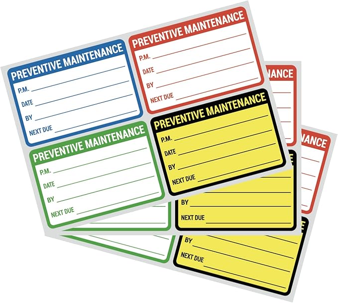 2x3 inch 200 PCS 4 Color Preventive Maintenance Waterproof Stickers for ...