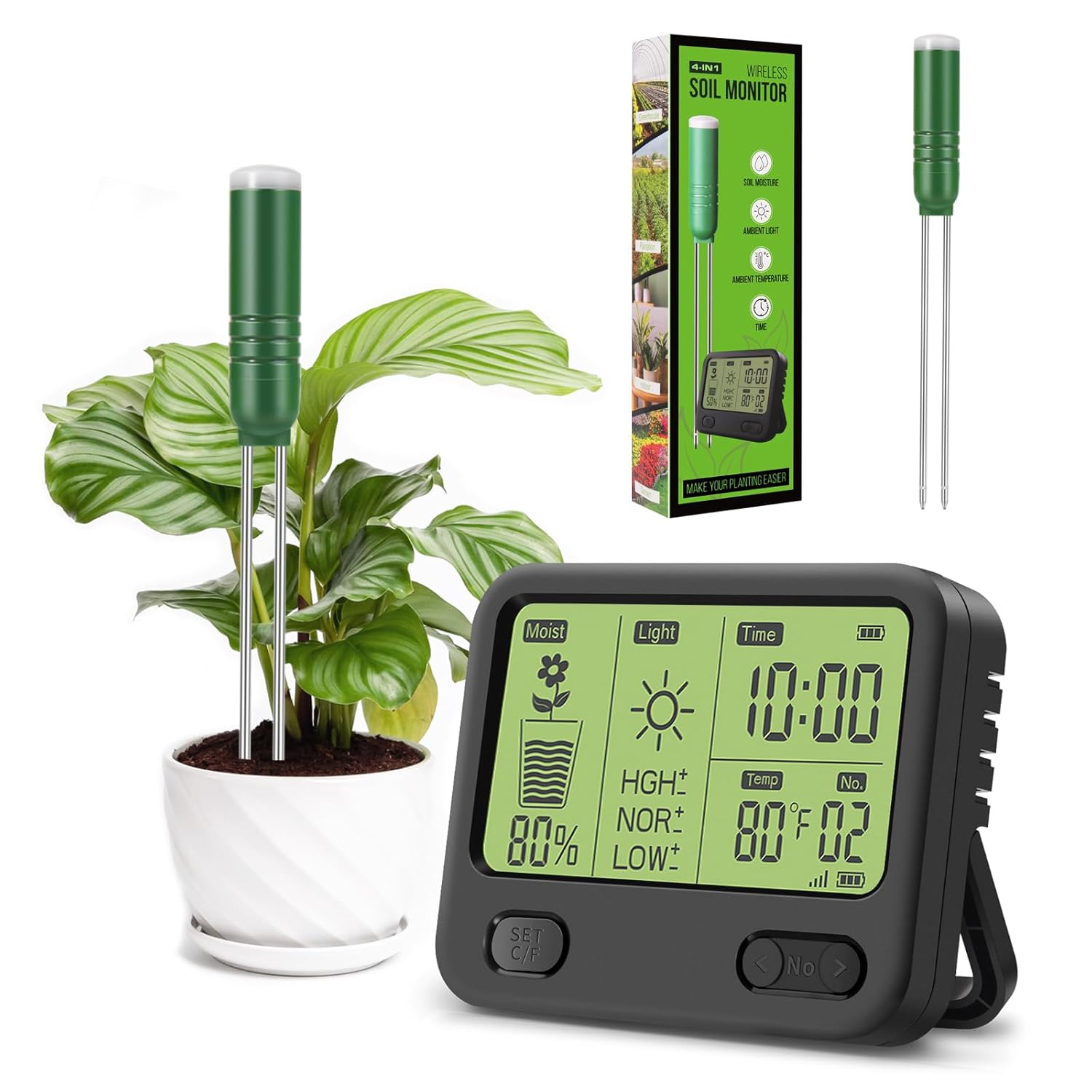 Midlocater 4-in-1 Digital Soil Moisture Meter - LCD Display for ...