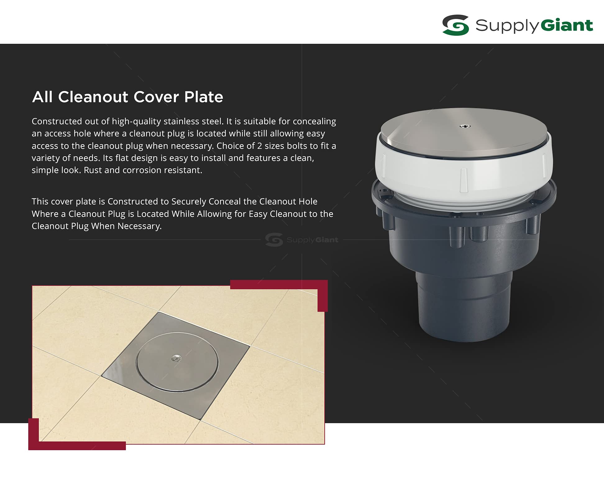 Snapklik.com : Supply Giant Floor Cleanout Cover Plate