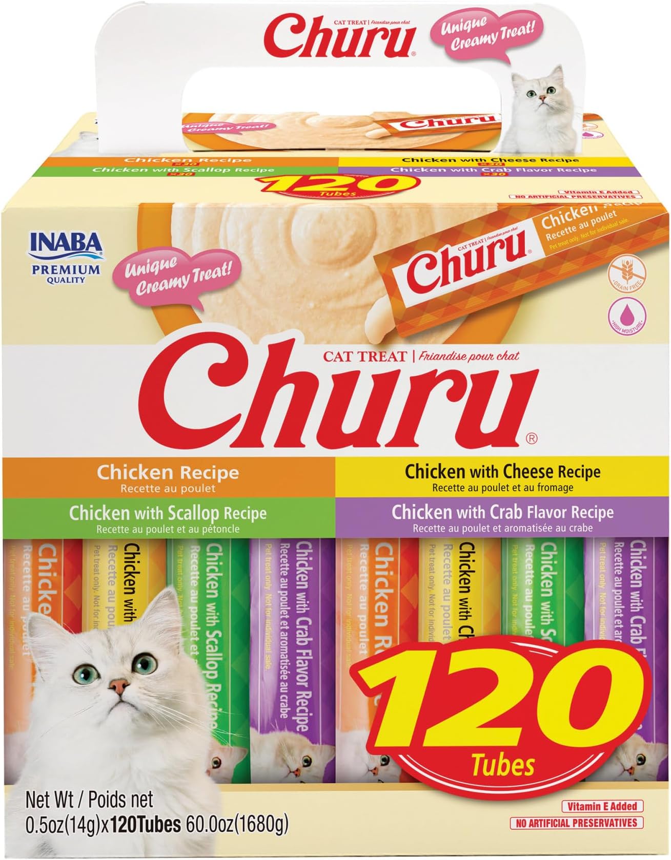 Amazon.com: INABA Churu Cat Treats, Lickable, Squeezable Creamy Purée ...