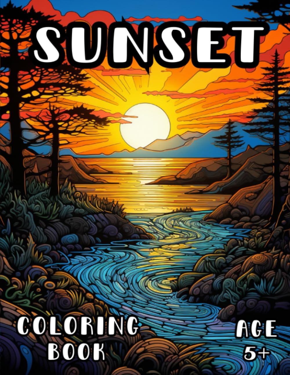 Amazon.com: Sunset Coloring Book: Relaxing & Peaceful Sunsets Coloring ...