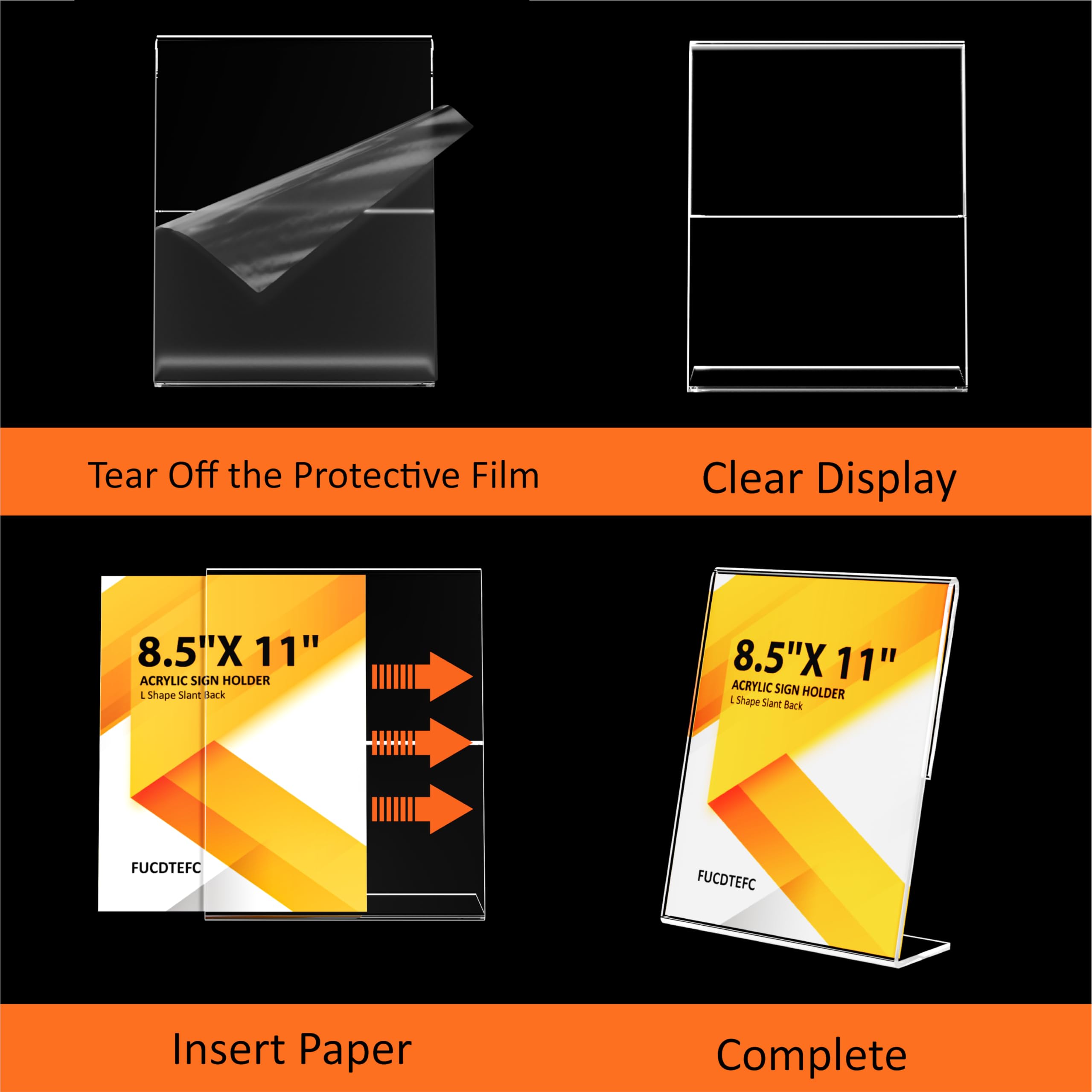 Snapklik.com : Acrylic Sign Holder 8.5x11 Inches 18 Pack, L Shape Clear ...