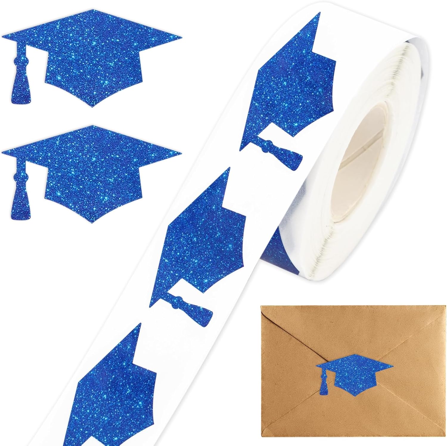 Amazon.com: Whaline 600Pcs Blue Graduation Cap Stickers Laser Silver ...