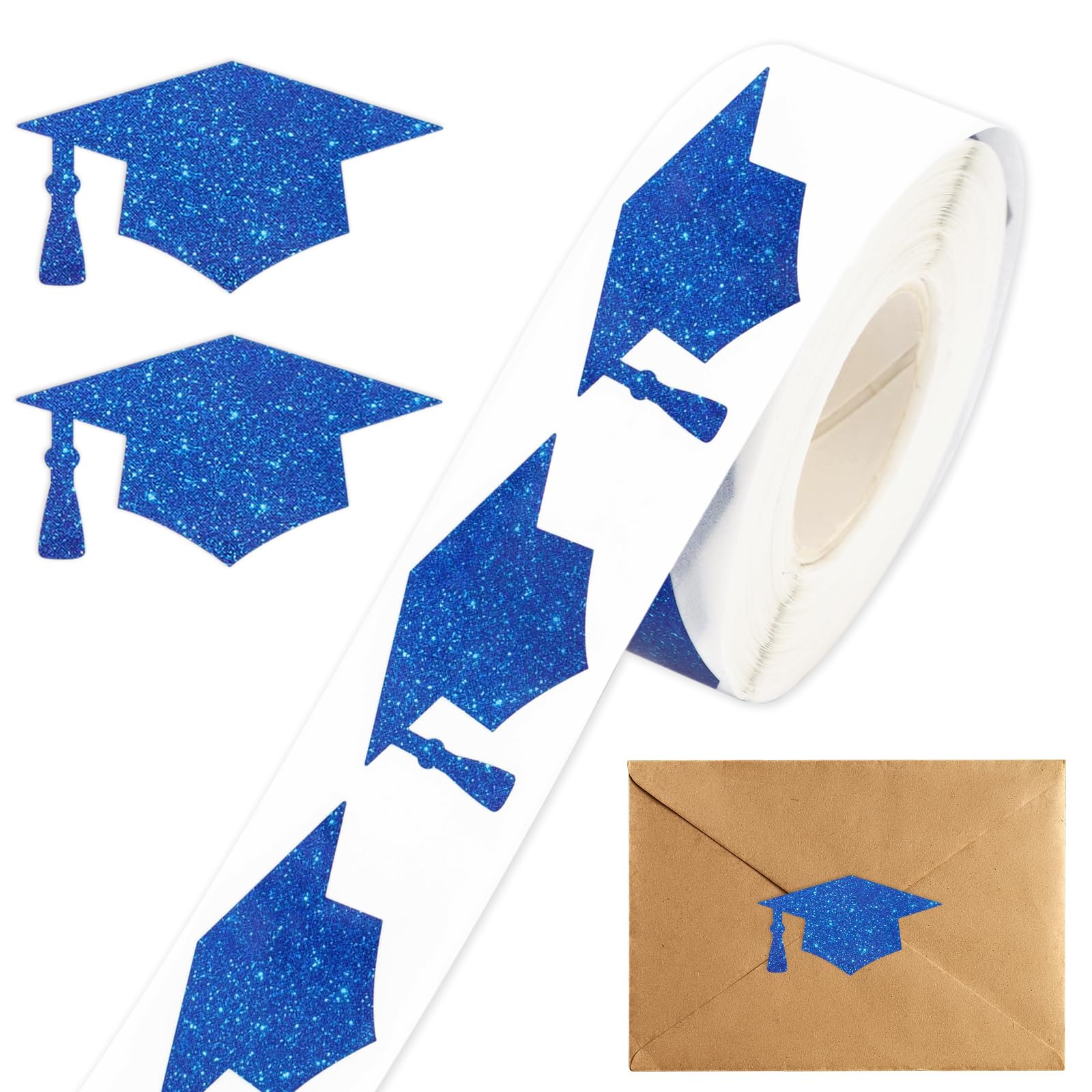 Amazon.com: Whaline 600Pcs Blue Graduation Cap Stickers Laser Silver ...