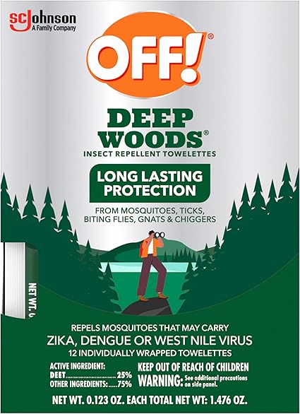 Amazon.com: OFF! Deep Woods Mosquito and Insect Repellent Wipes, Long ...