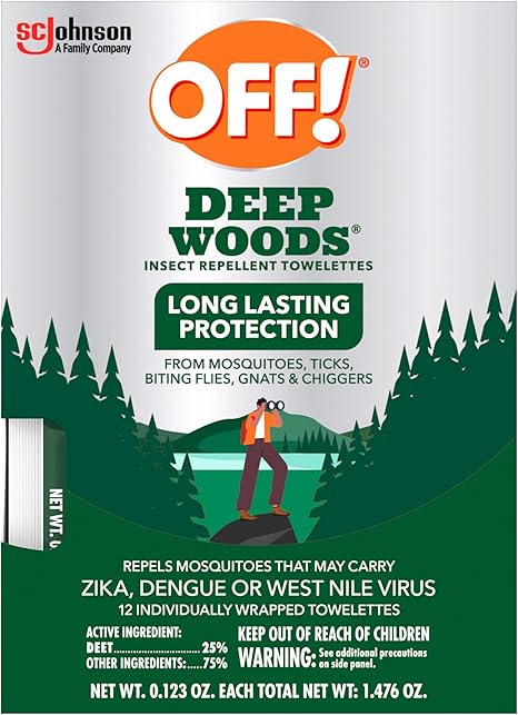 Amazon.com: OFF! Deep Woods Mosquito and Insect Repellent Wipes, Long ...