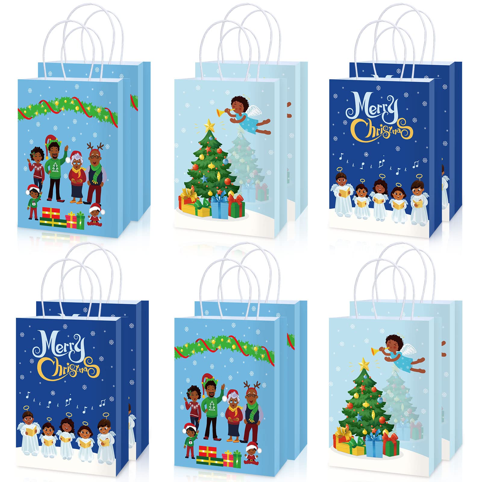 Amazon.com: Whaline Christmas Cute Paper Gift Bags African American ...