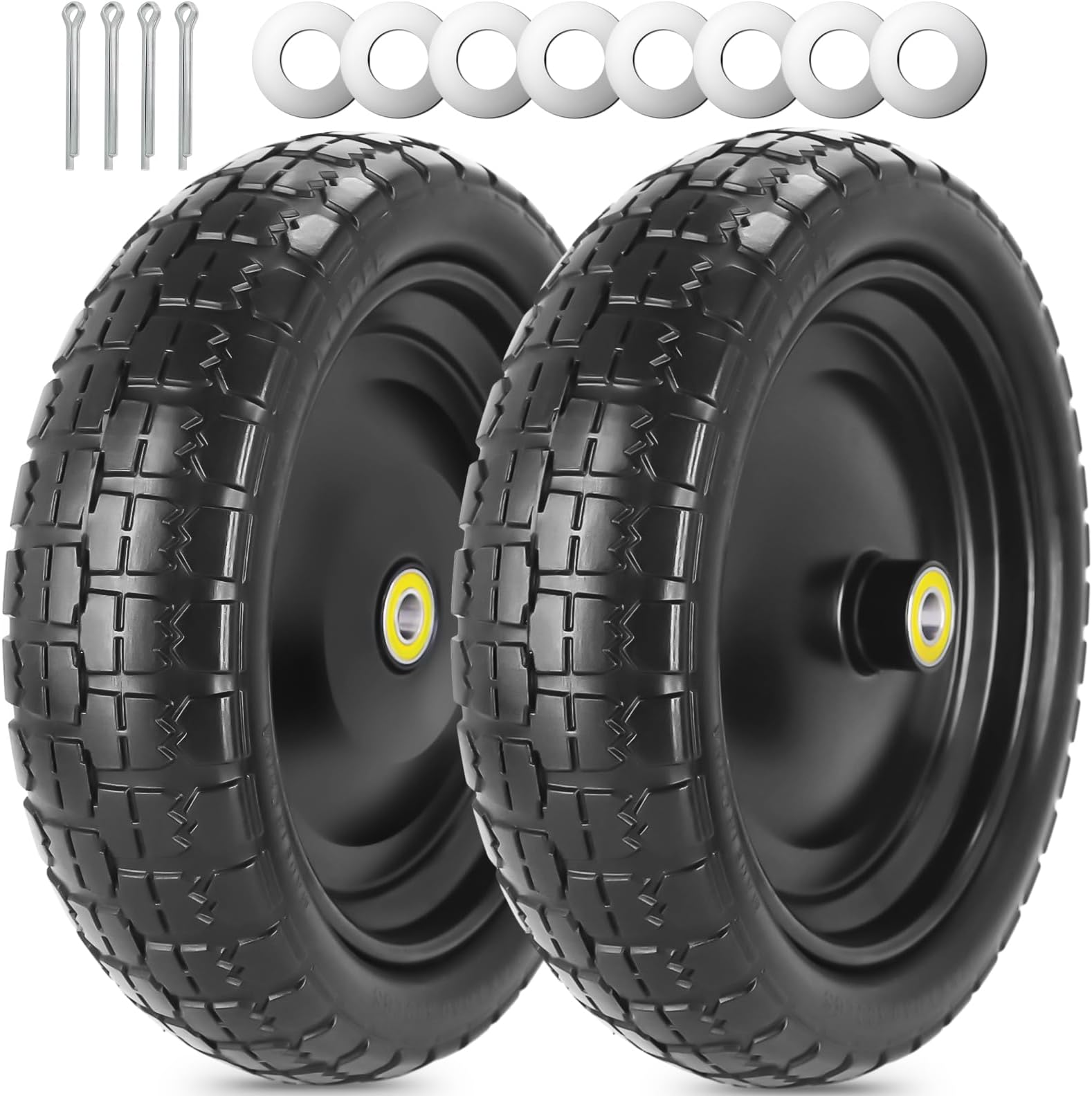 Amazon.com: 13'' Flat-free Solid Tire and Wheel with 5/8" Axle Bore ...
