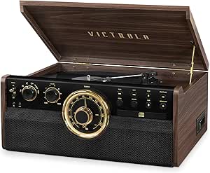 Amazon.com: Victrola Empire Mid-Century 6-in-1 Turntable with 3 Speed ...