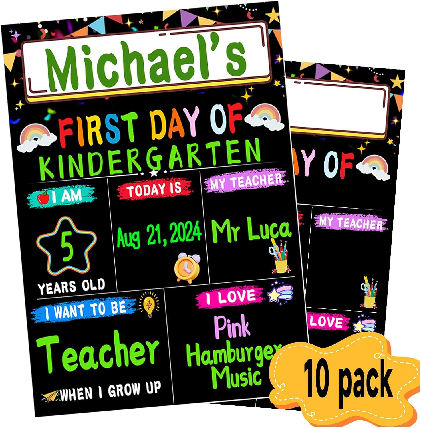 Amazon.com : First & Last Day of School Board - 10pack Back to School ...