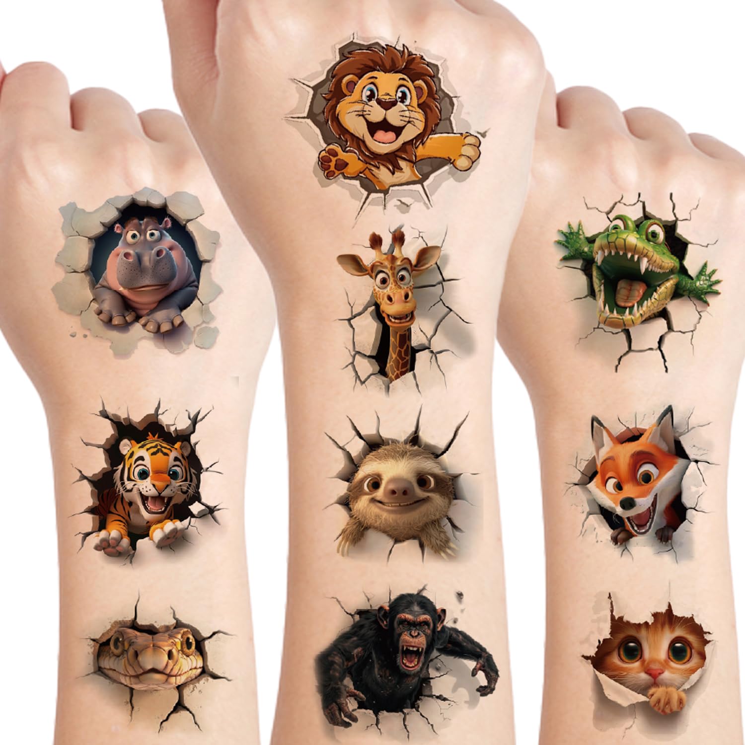 Amazon.com : UVUXO Animals Temporary Tattoo for kids - 10 Sheets for ...