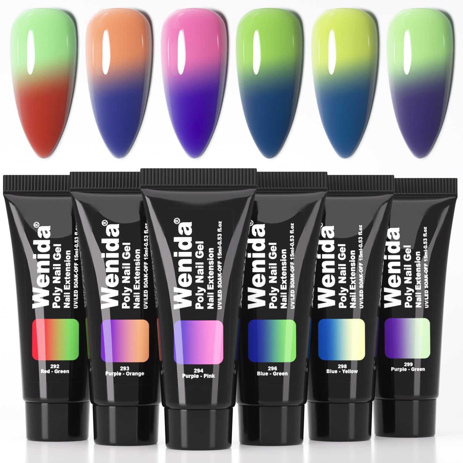 Amazon.com : Wenida Nail Extension Gel Kit 6 Temperature Color Changing ...