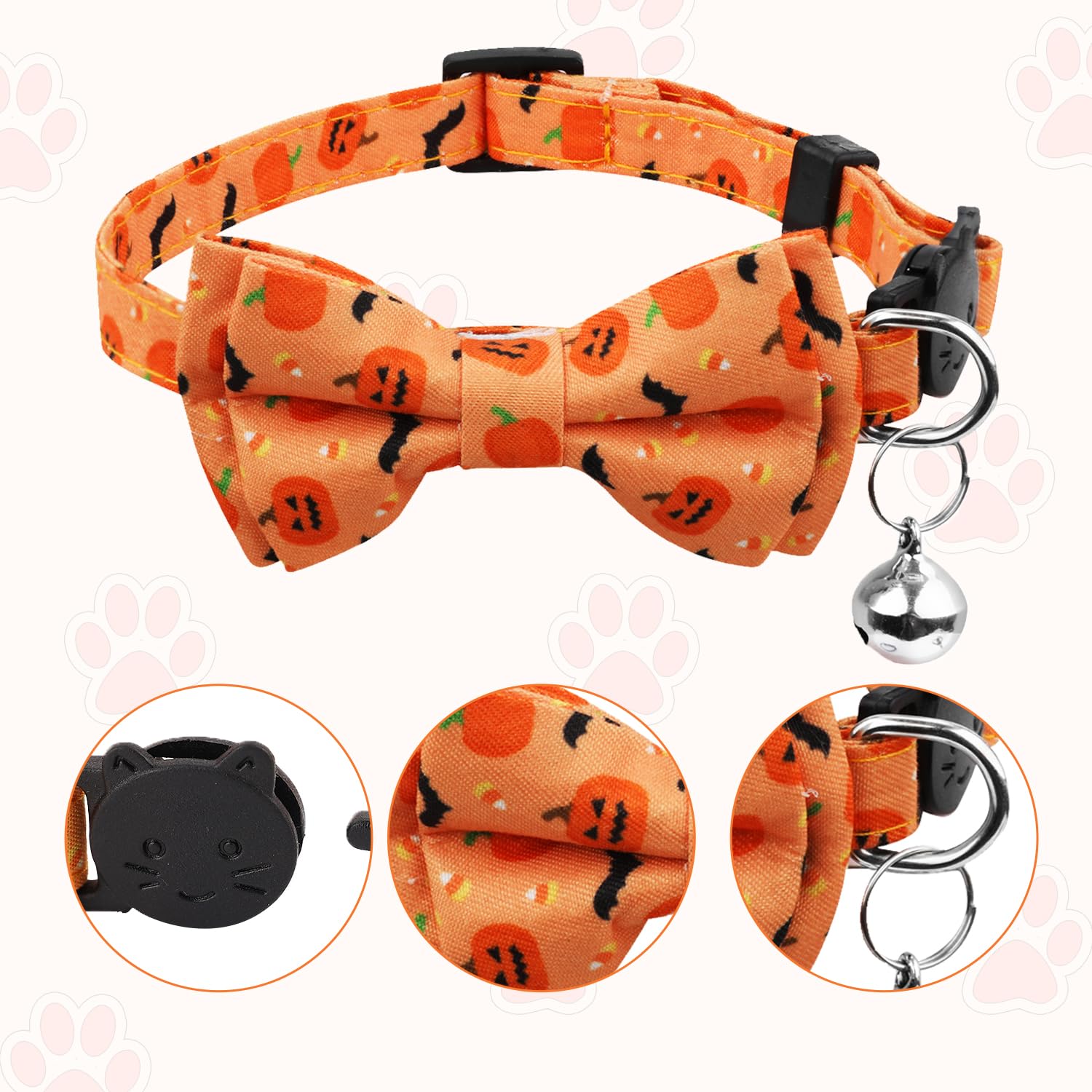 Cat Collar With Bells 2 Halloween Cat Collars With Bow Tie & Bell ...
