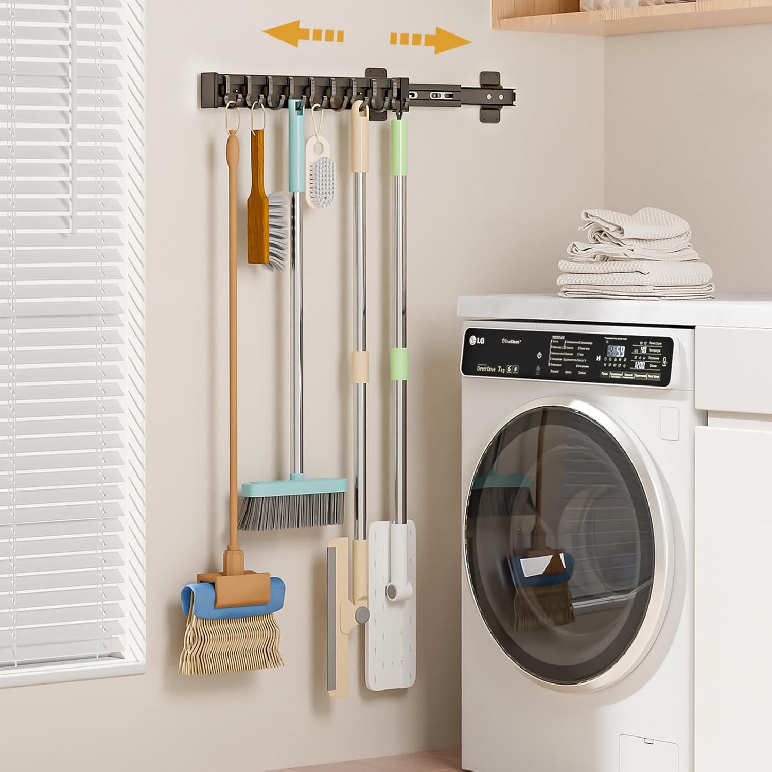 Amazon.com: PrimZooty Pull Out Broom Holder With 9 Adjustable Sliding ...
