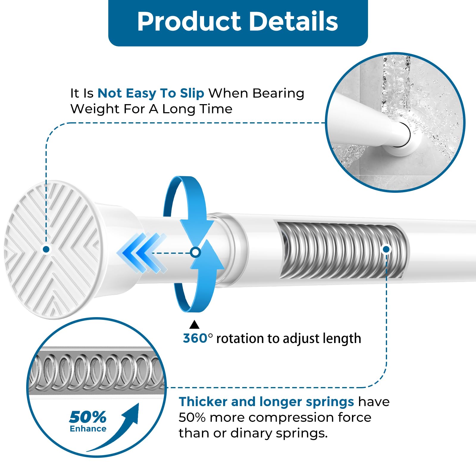 Snapklik.com : Tension Rod 18-36 inch1Pcs White Adjustable Tension ...