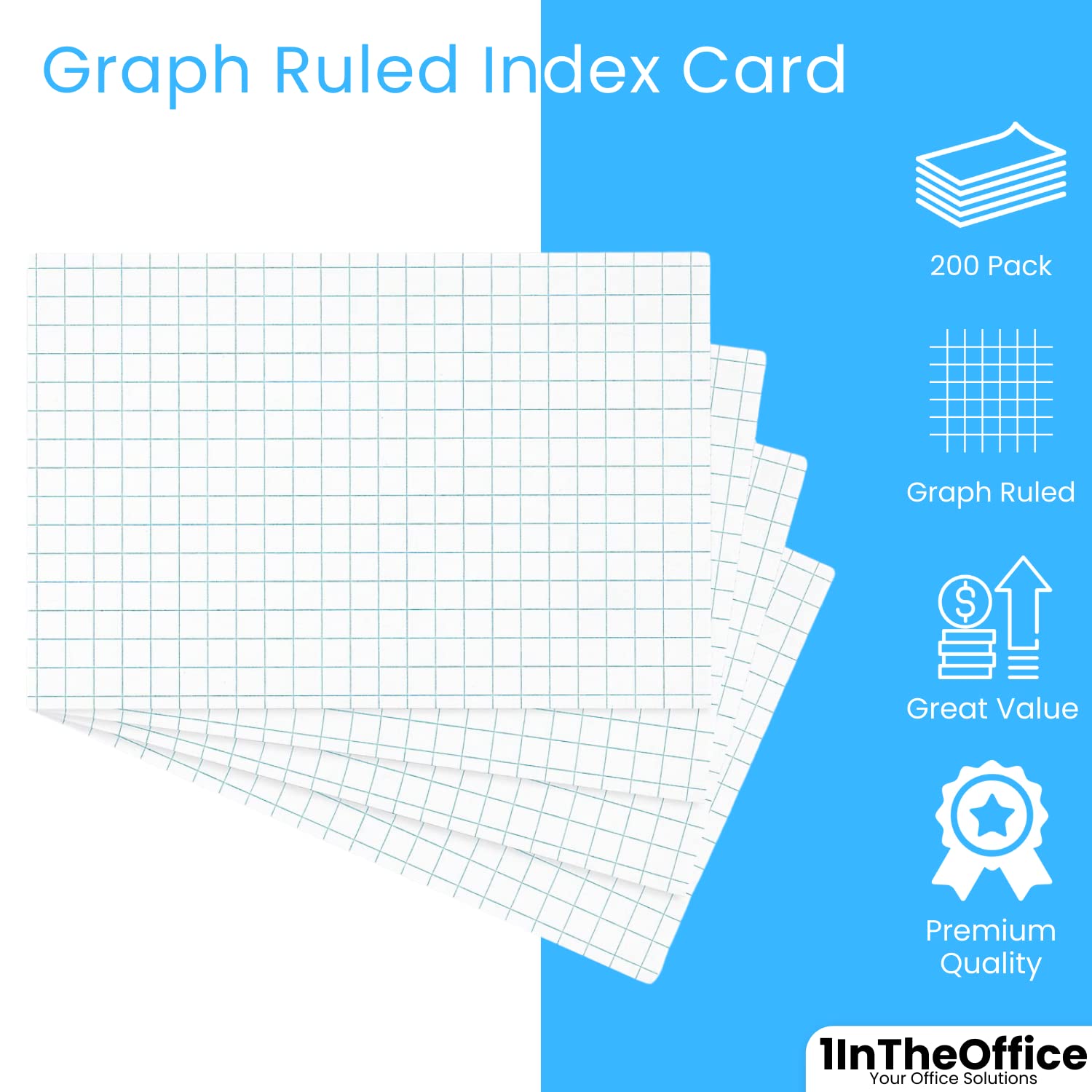 Snapklik.com : 1InTheOffice Index Cards 4x6 Graph Ruled White