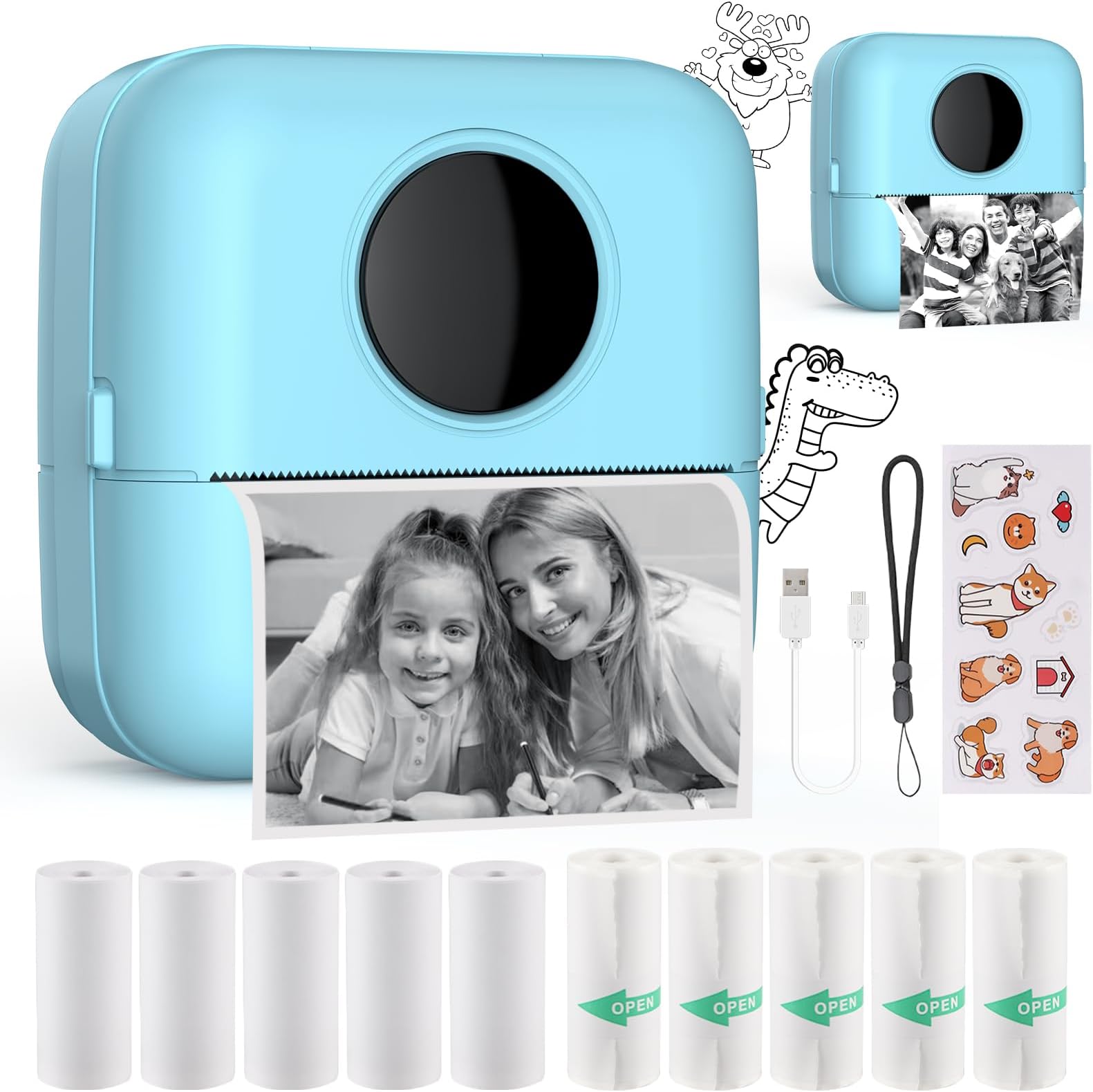 Amazon.com: HuiJuKeJi Mini Sticker Printer Bluetooth Smart Pocket ...
