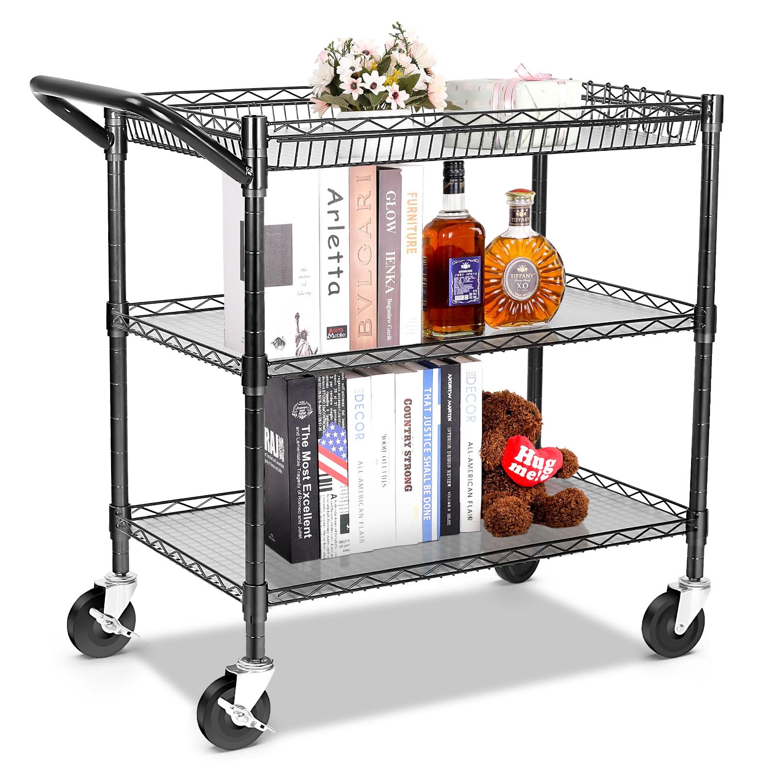 Amazon.com: YNN Utility Cart, 3 Tier Rolling Cart 990Lbs Capacity Metal ...