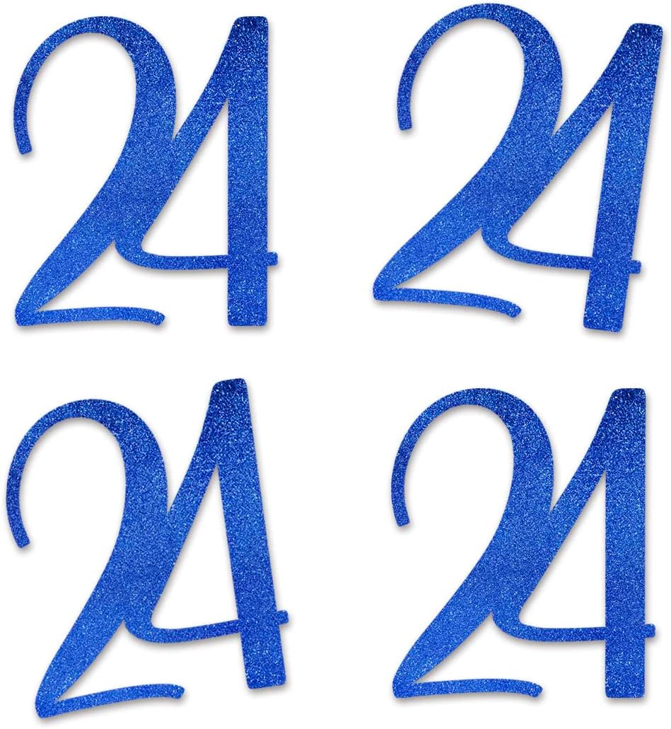 Amazon.com: Blue Glitter 24 Cut-Out Numbers, 24th Birthday Party ...