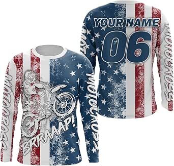 Amazon.com: Personalized American Racing Shirt - Patriotic Motocross ...