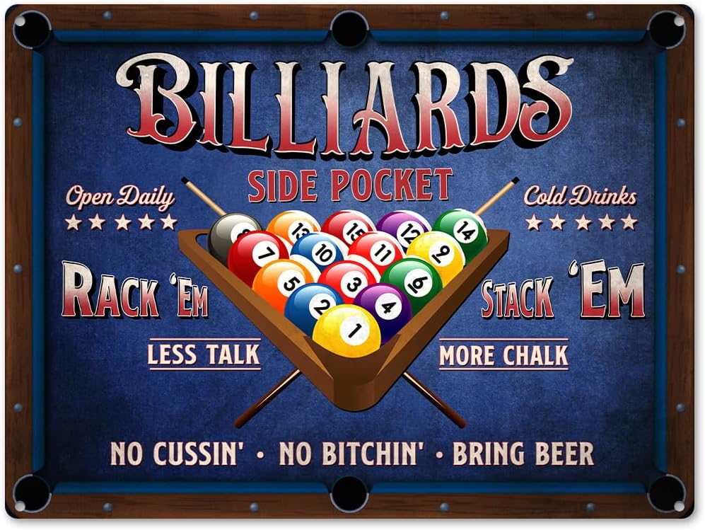 Amazon.com: Billiards Room Decor - Billiard Rules Wall Art, Pool Table ...