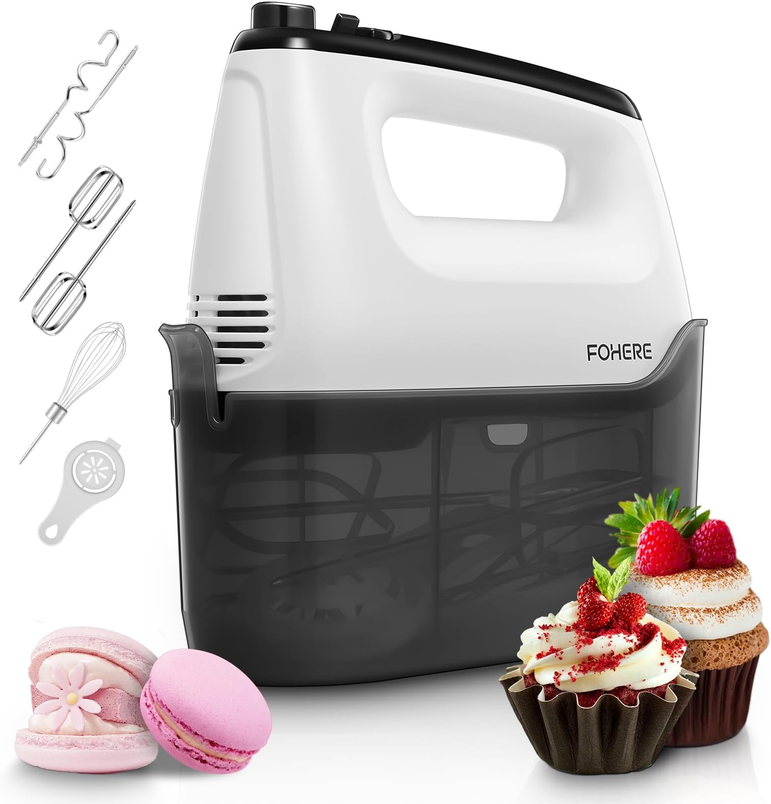 Caterlite 400W Electric Hand Mixer, White, 6 Speed, Hand Mixer for ...