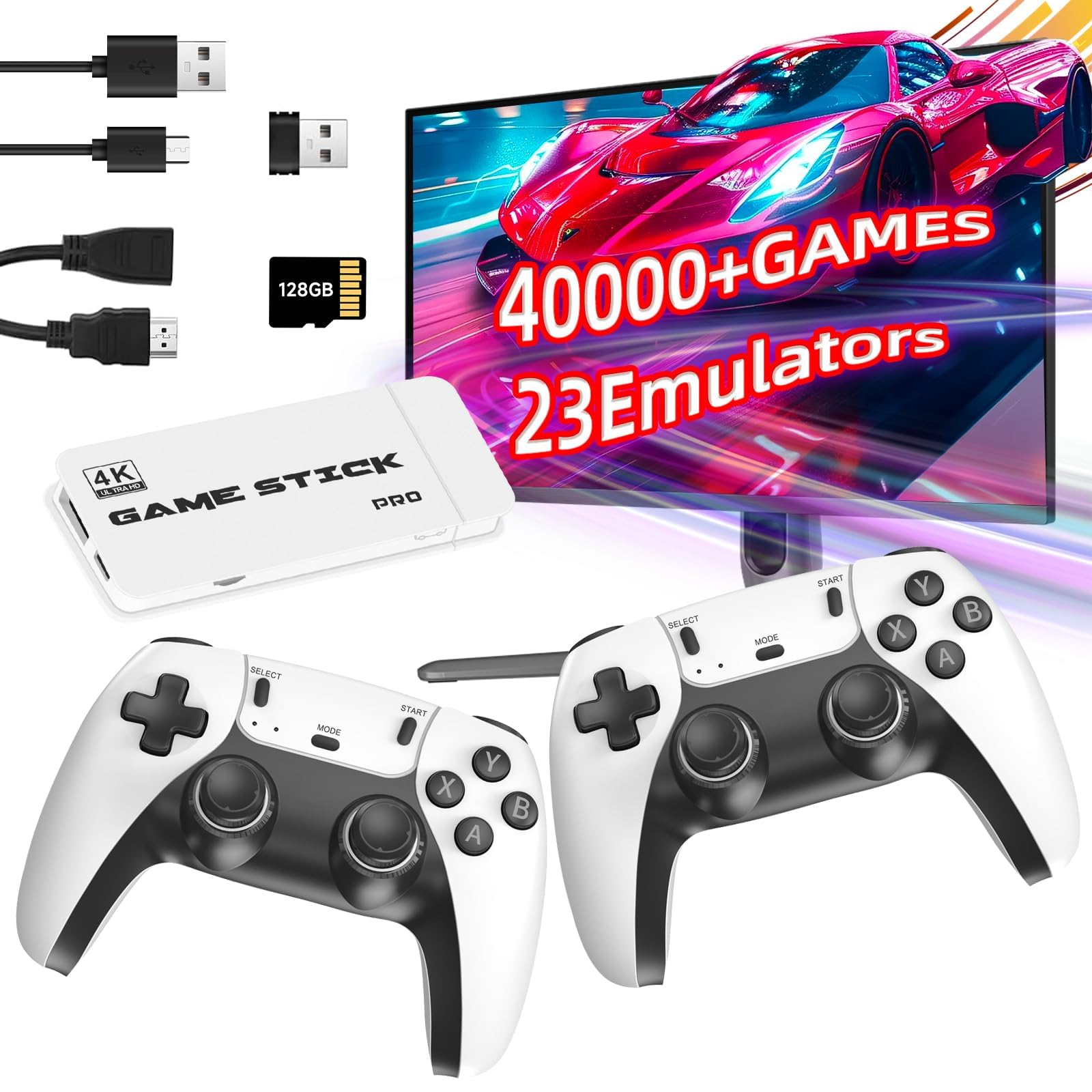 Wireless Retro Game Console, Gaming Stick 4k HDMI Output Built-in ...