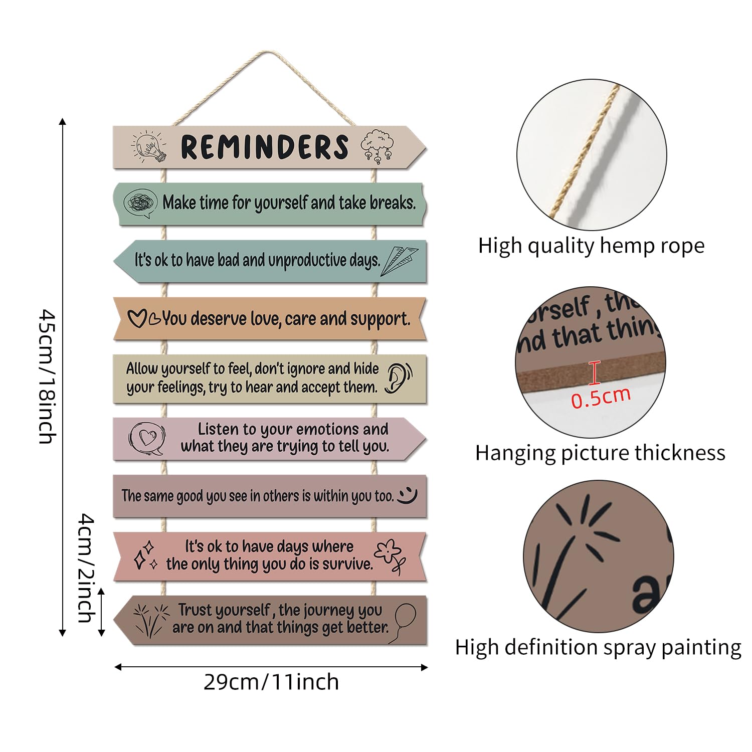 Snapklik.com : Positive Affirmations Wooden Hanging Wall Decor Mental ...