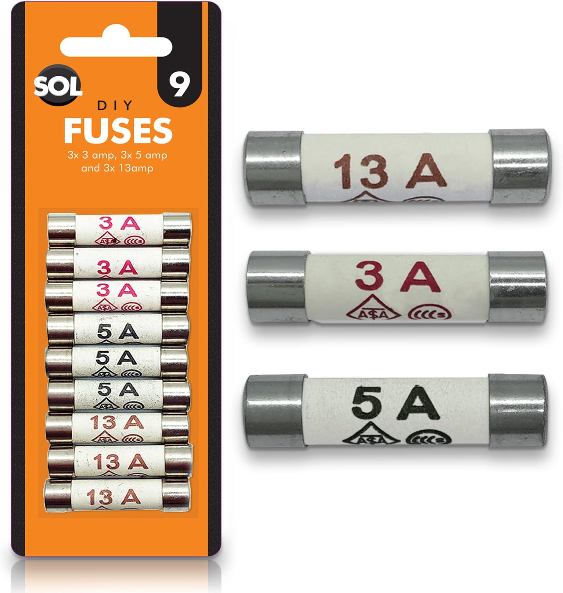 13 AMP Domestic 240V Household Mains Plug Fuse Electrical Cartridge ...