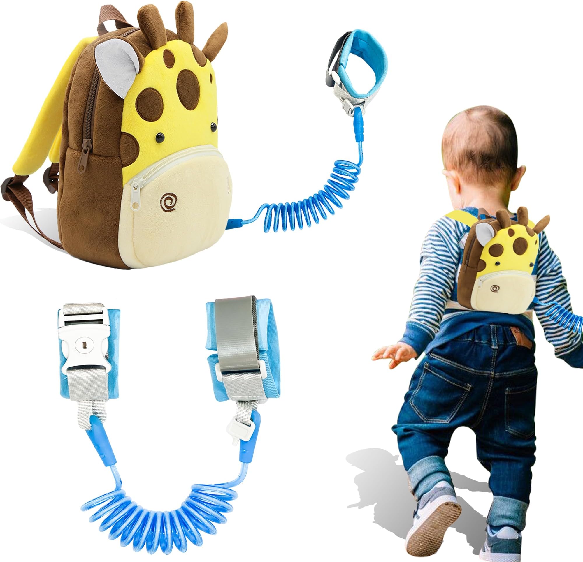 Amazon.com : Toddlers Leash + Anti Lost Wrist Link Child Kids Safety ...