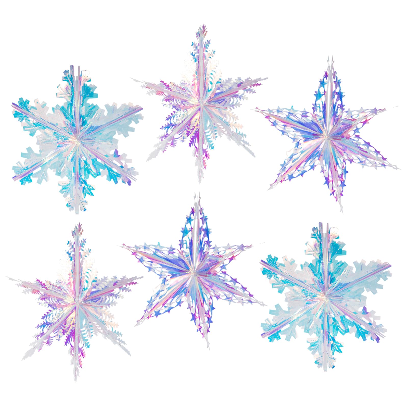 Amazon.com: 6pcs 16 Inch Iridescent Snowflake Ornament Hanging ...