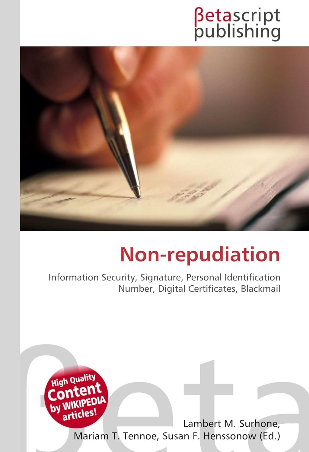 Non-repudiation: Information Security, Signature, Personal ...