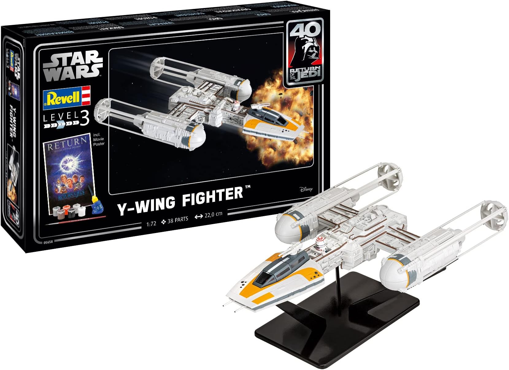 Revell 05658 Star Wars Return of The Jedi Y-Wing Fighter Model Gift Set ...