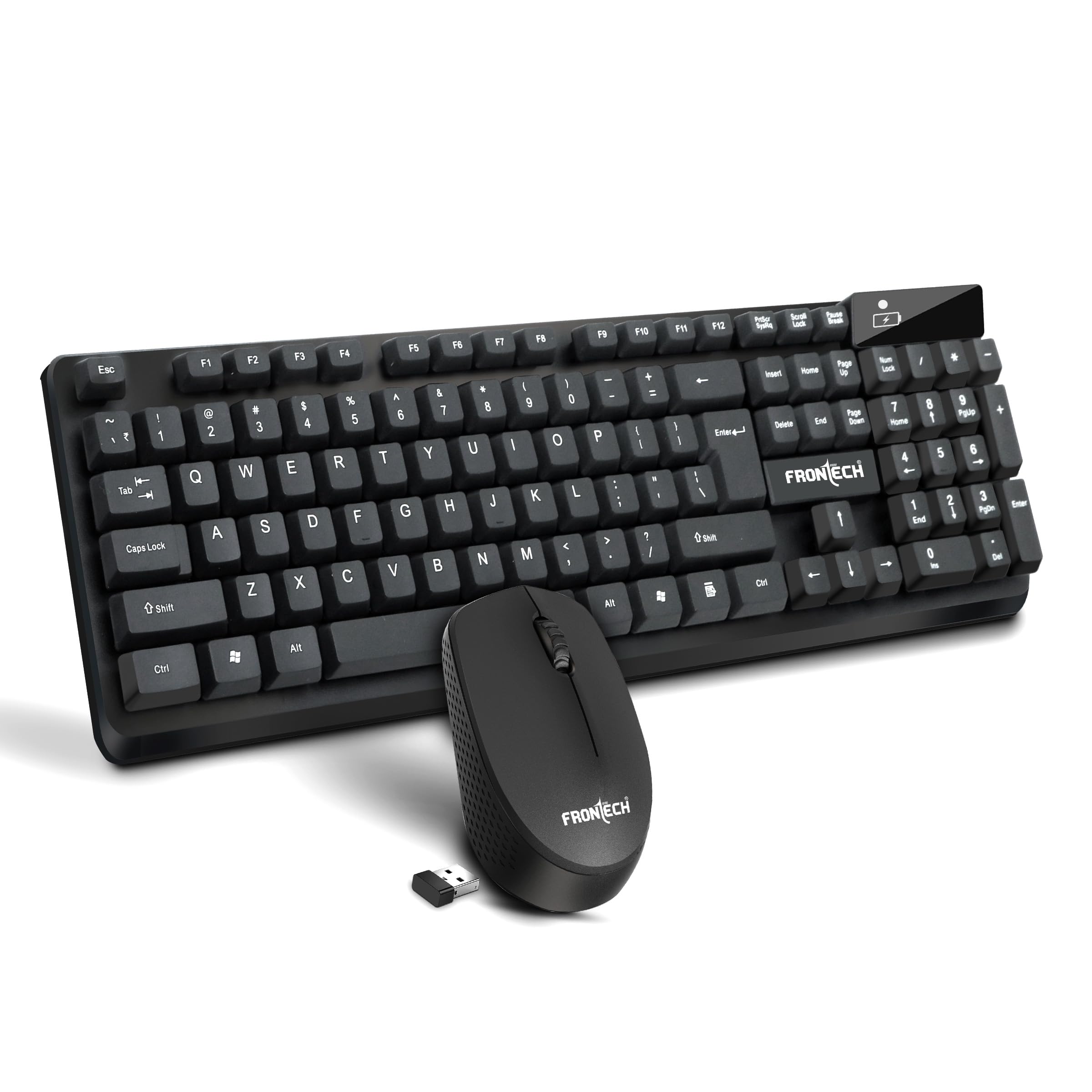 FRONTECH Wireless Keyboard and Mouse Combo |1200 DPI | Membrane Keys ...