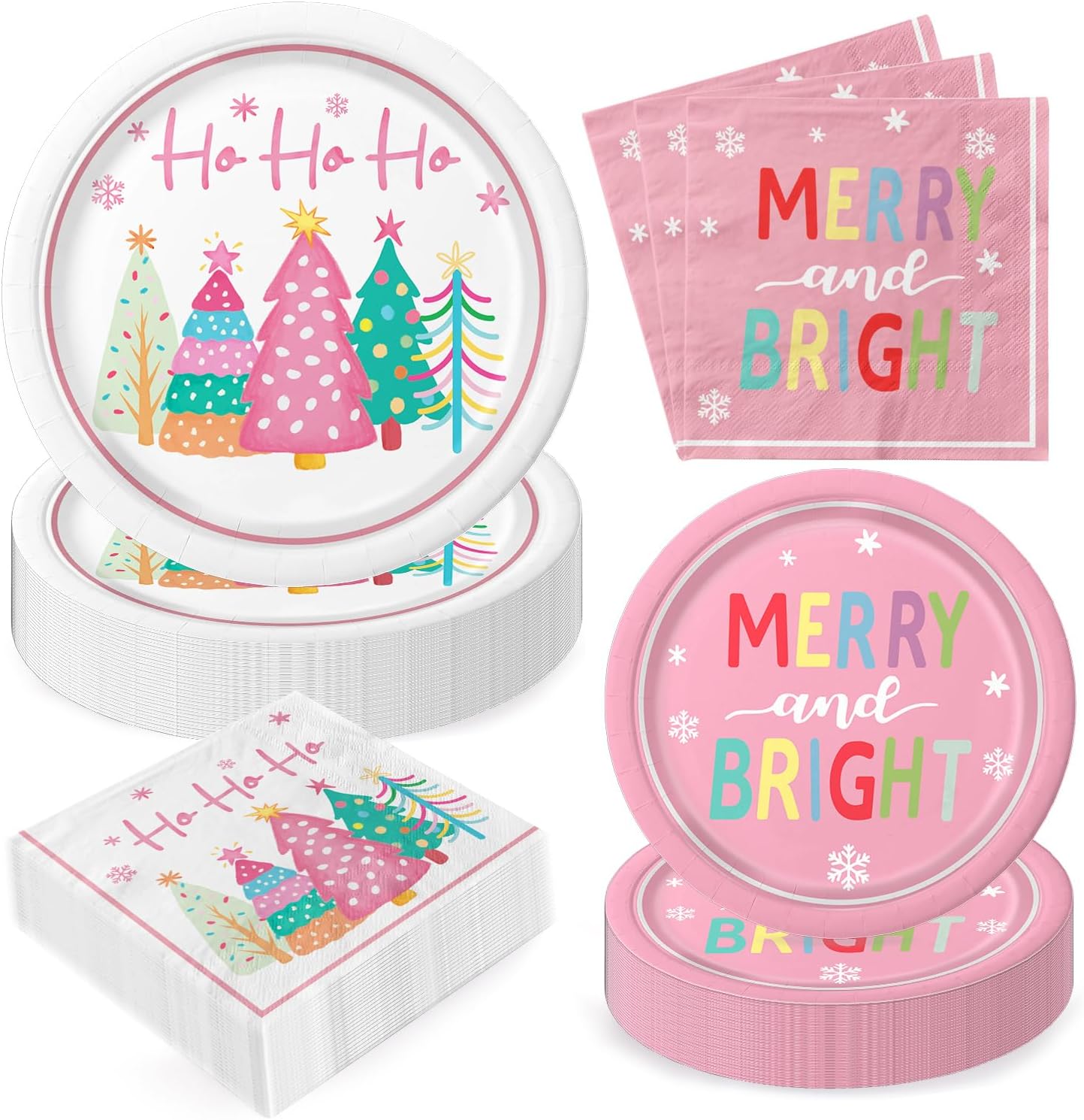 Amazon.com: Hallmark Pink and Green Party Supplies (16 Dinner Plates, 8 ...