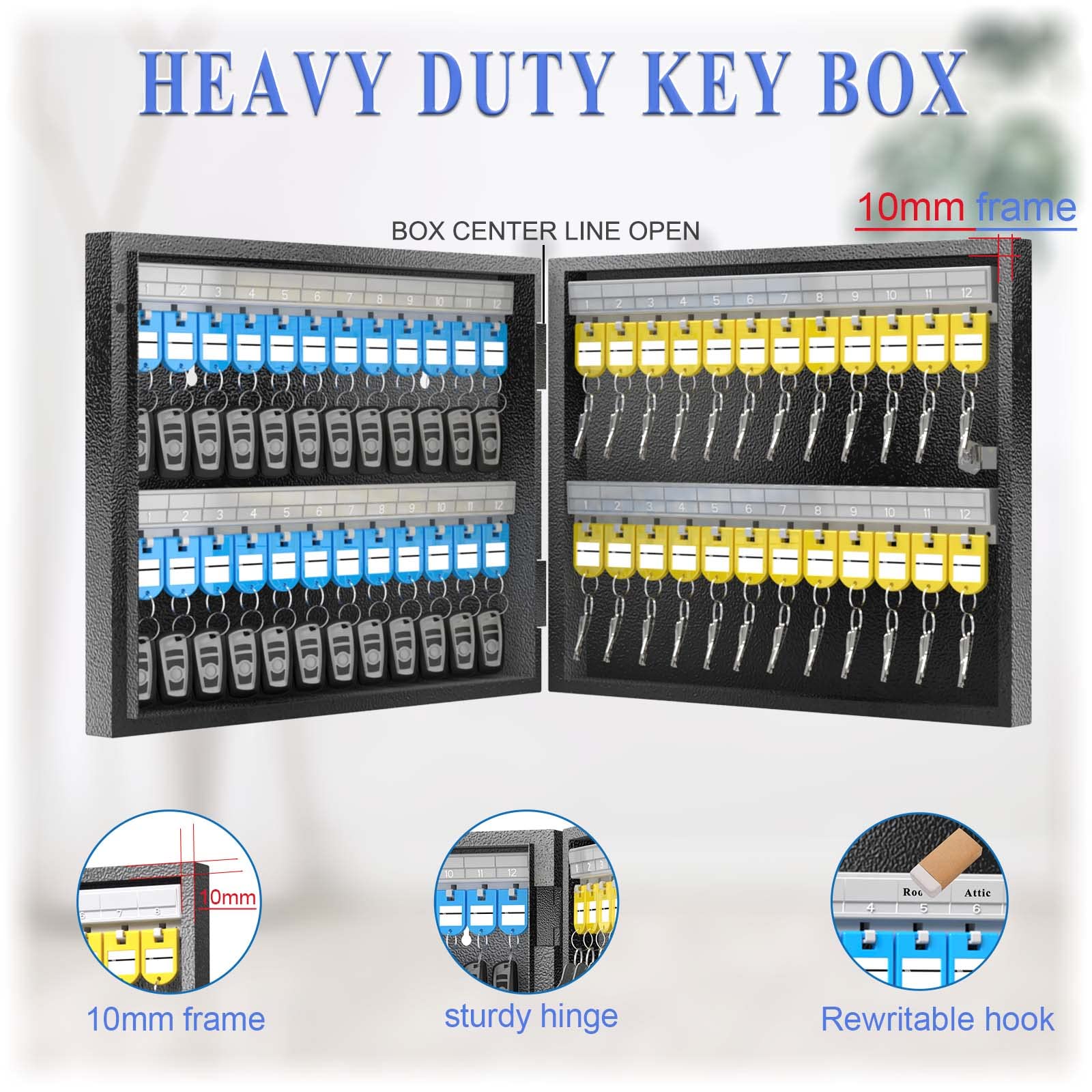 DiDiHere 48 Key Cabinet Organizer, Key Lock Box, Key Safe Security ...