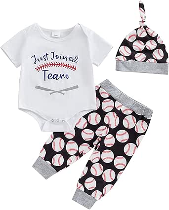 Amazon.com: Infant Baby Boy Baseball Outfit Short Sleeve Letter Print ...