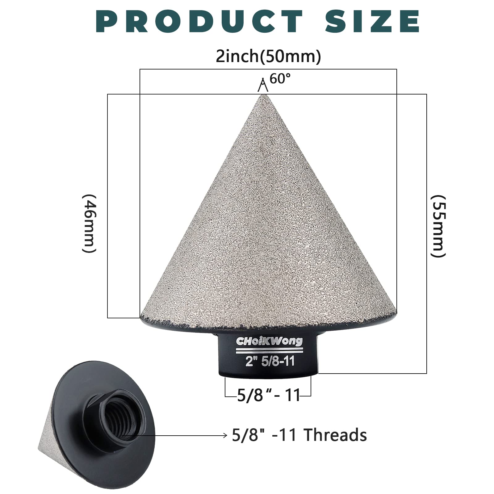 Diamond Drill Bits For Ceramic 48mm Diamond Beveling Chamfer Bit - 5/8 ...