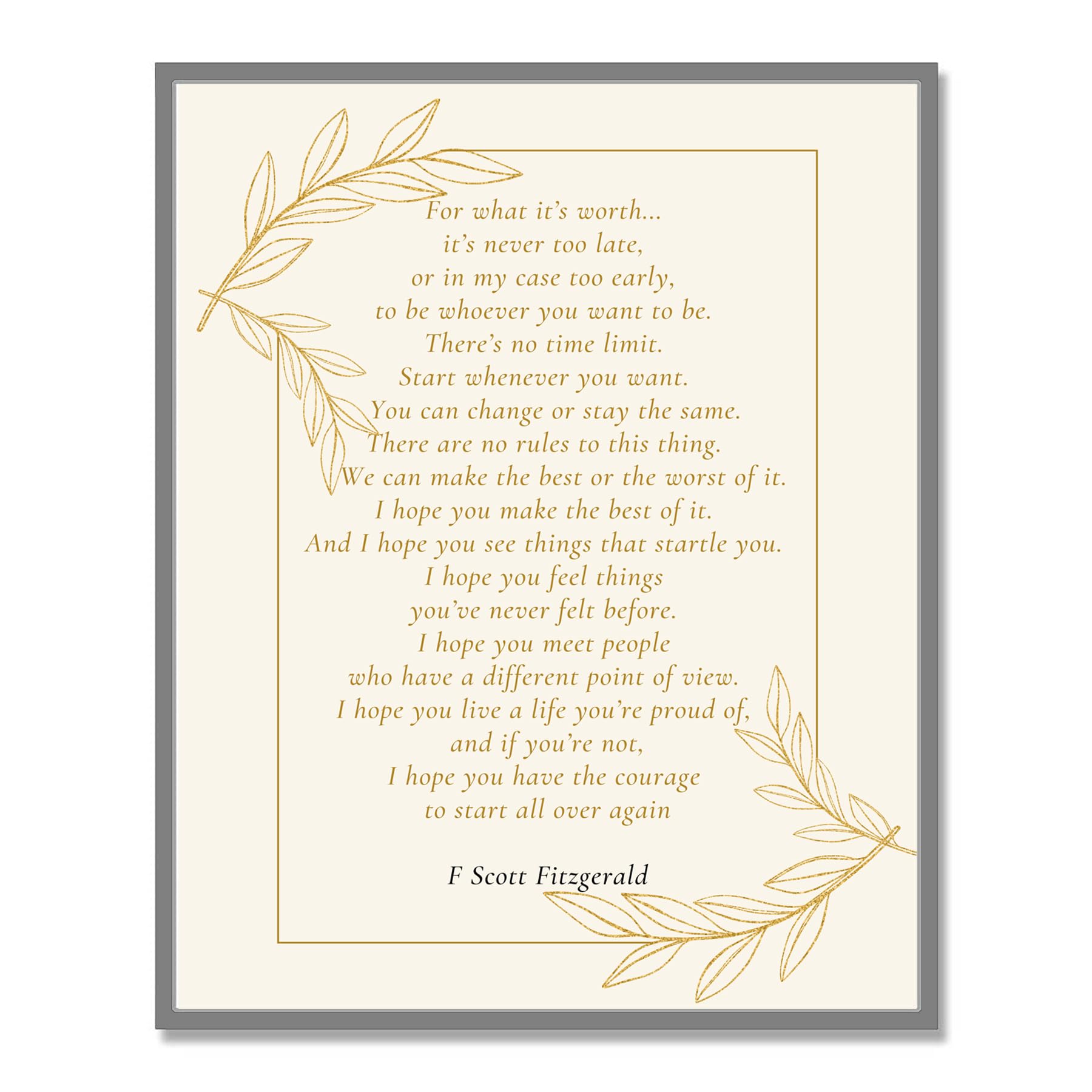 Buy F Scott Fitzgerald Famous Quotes For What It's Worth Aesthetic Wall ...