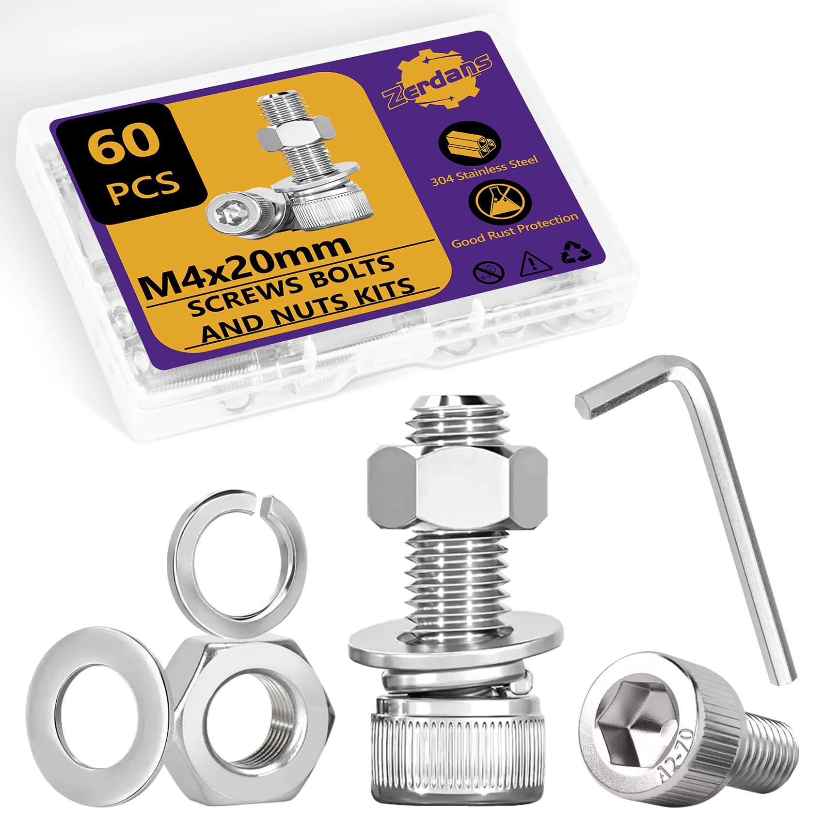 Snapklik.com : 60PCS M4 Metric Screws Bolts And Nuts Assortment Kit, M4 ...