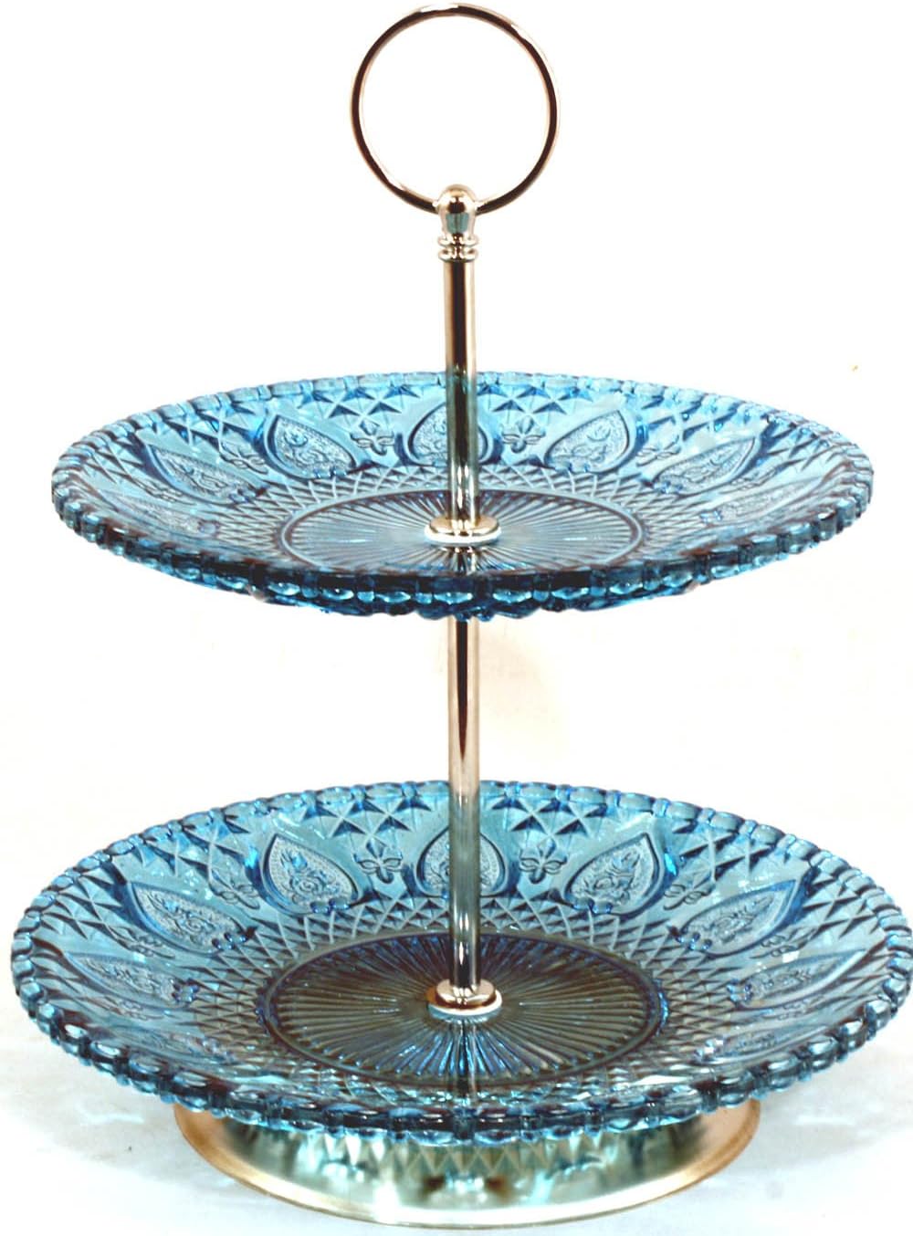 Amazon.com: Turquoise Glass 2 Tier Cake Stand : Home & Kitchen
