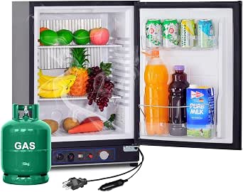12 Volt RV Refrigerator, Propane Refrigerator 2.1 cu.ft, 110V/12V/LPG ...