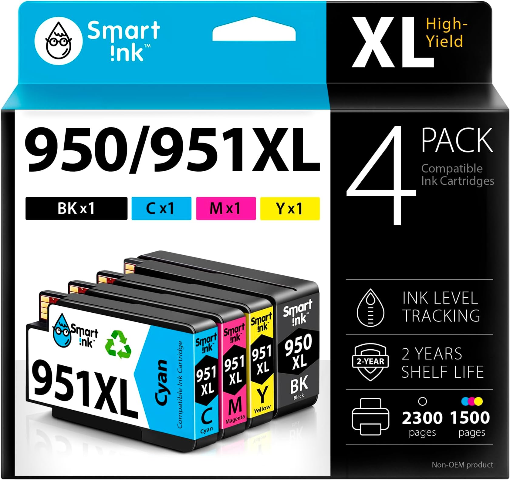 Smart Ink Compatible Ink Cartridge for HP 950 951 XL 950XL 951XL (Black ...