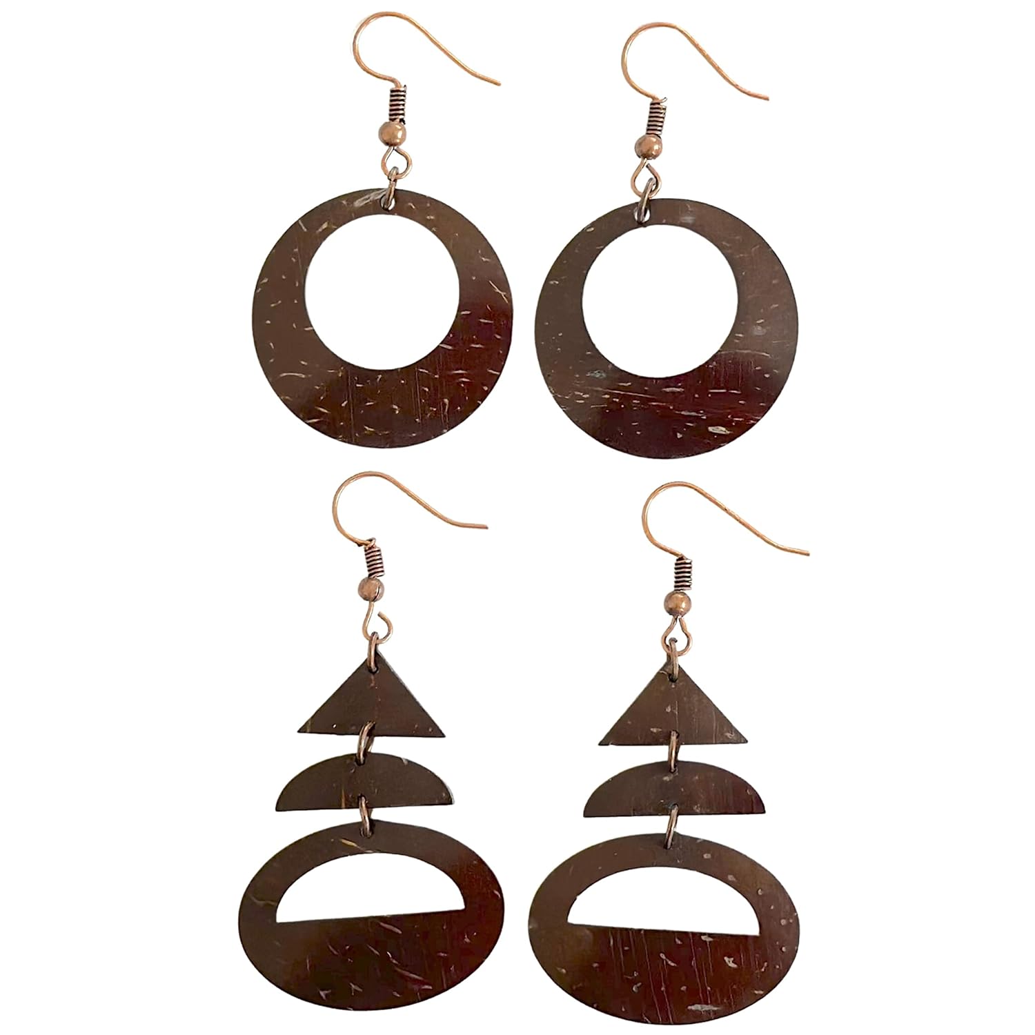 Amazon.com: Boho Coconut shell earrings, Hand crafted earrings, Gift for her, Dangle Earrings ...