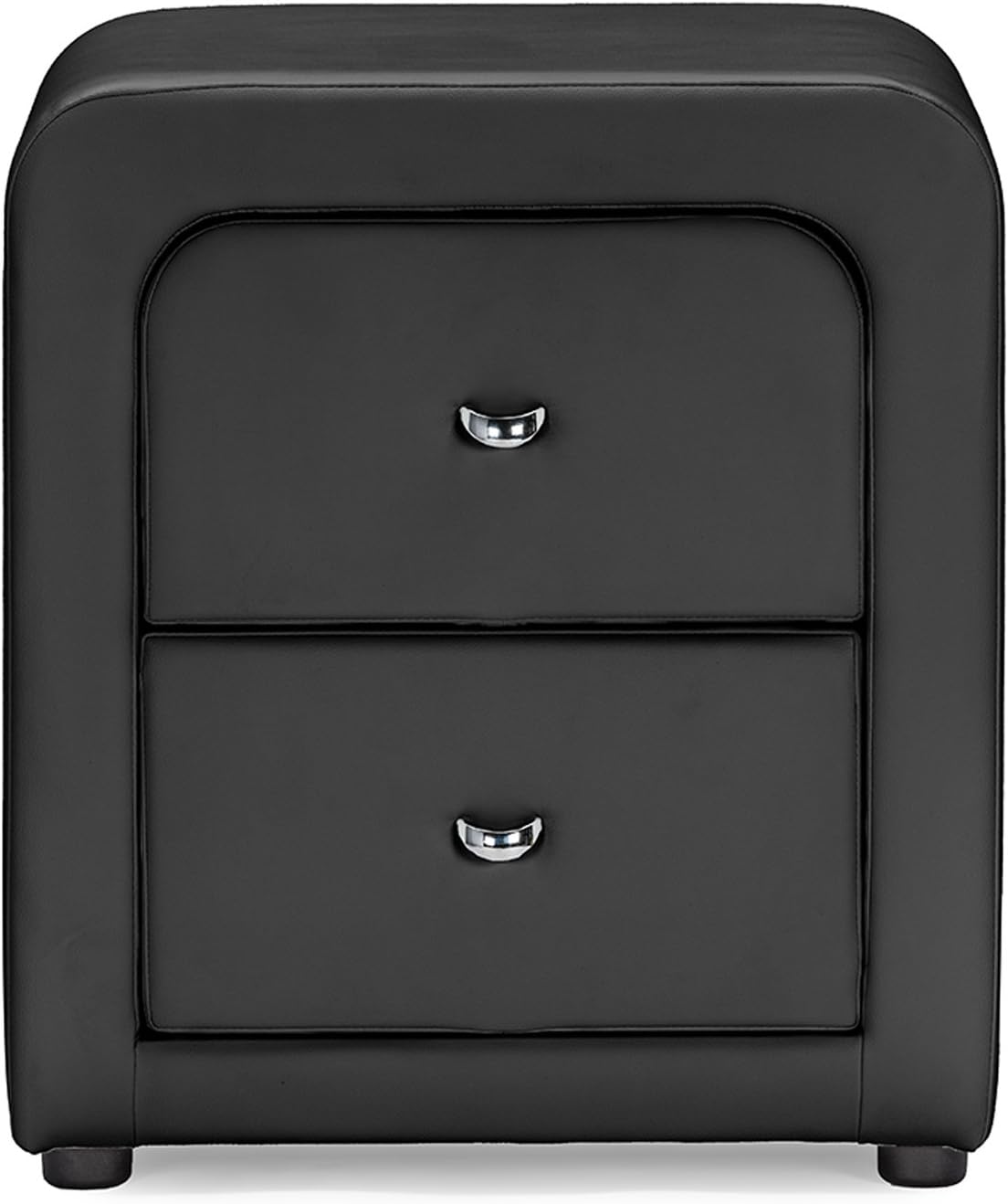 Amazon.com: Baxton Studio Cavell Black Faux Leather Upholstered ...