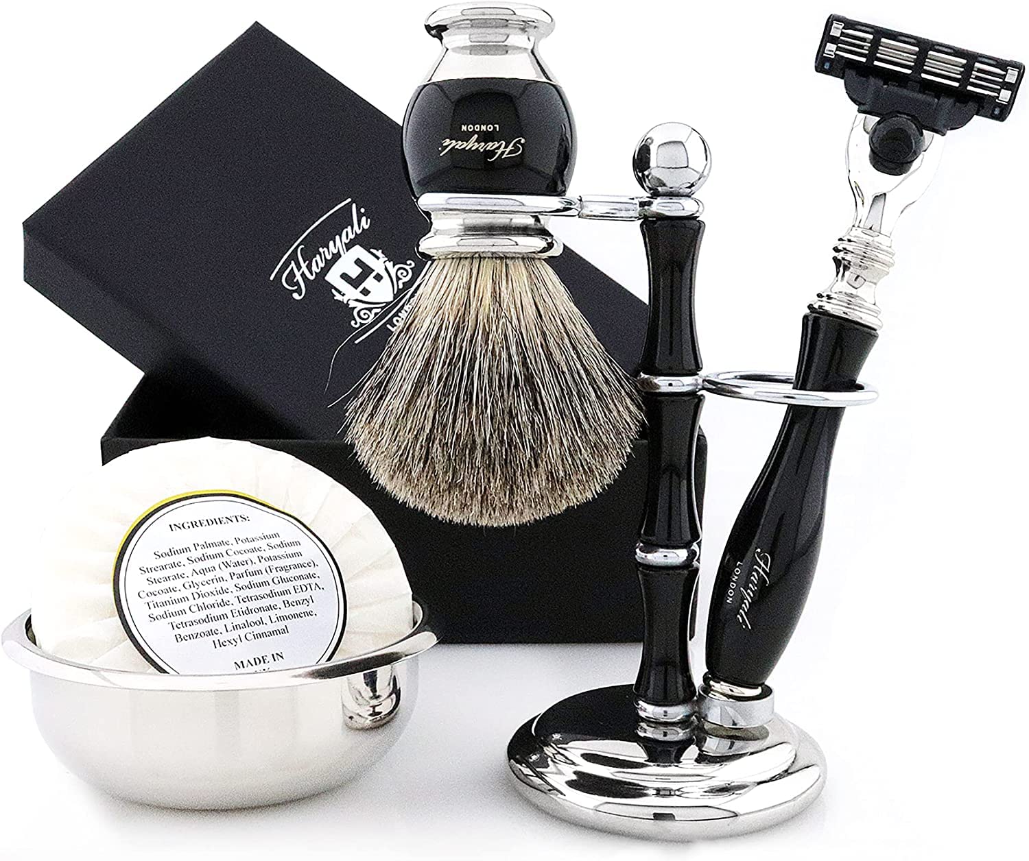 Haryali London Mens Shaving Set – 5 Pc Shaving Kit – 3 Edge Shaving ...