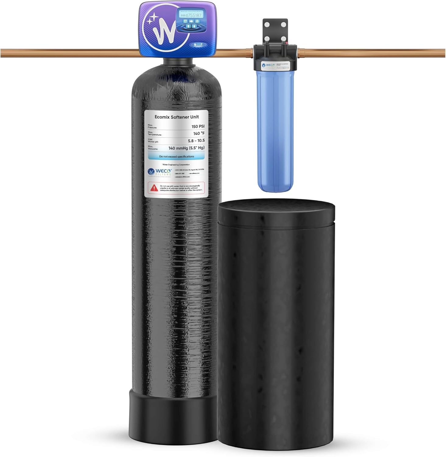 WECO Whole House Backwash Filter/Softener with EcoMix Advanced Softener ...