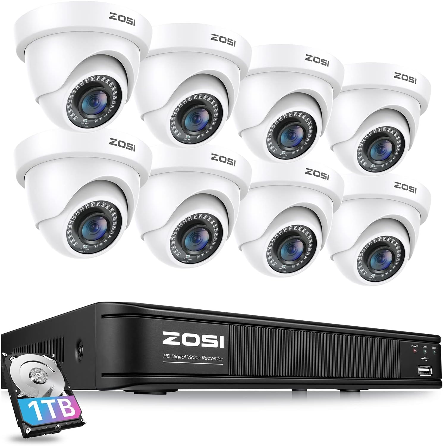 Amazon.com : ZOSI 5MP 3K Lite 8 Channel H.265+ Home Security Camera ...