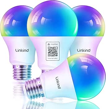 Linkind Matter Smart Light Bulb, Smart Bulbs Work with Apple Home, Siri ...