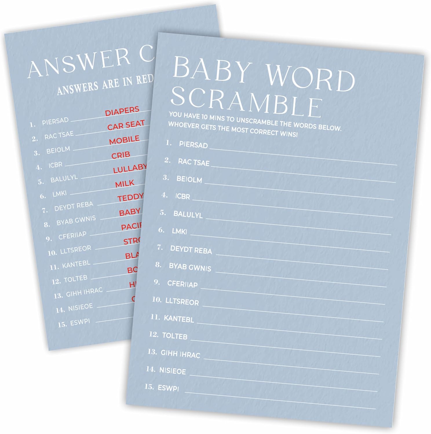 Amazon.com: Minimalism Baby Shower Game Kits - Mist Blue - Family Feud ...